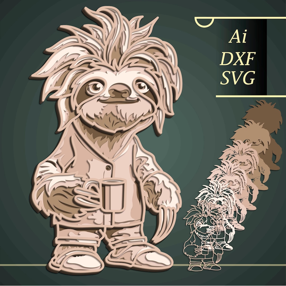 Sloth Multilayer Svg/sloth Cnc Cut/sloth Paper Cut/ Plywood Cut 3D ...