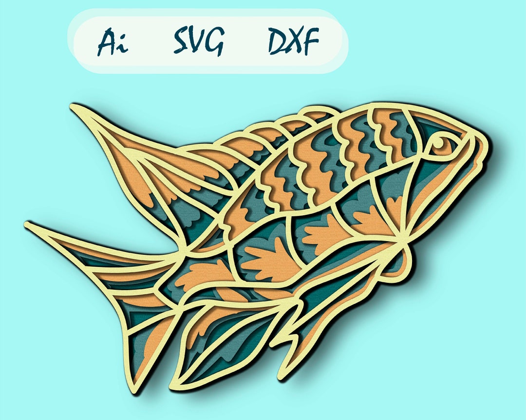 Fish 3D Layer SVG/ Fish 3D Mandala/ Fish Paper Cut/ Plywood Cut 3D ...