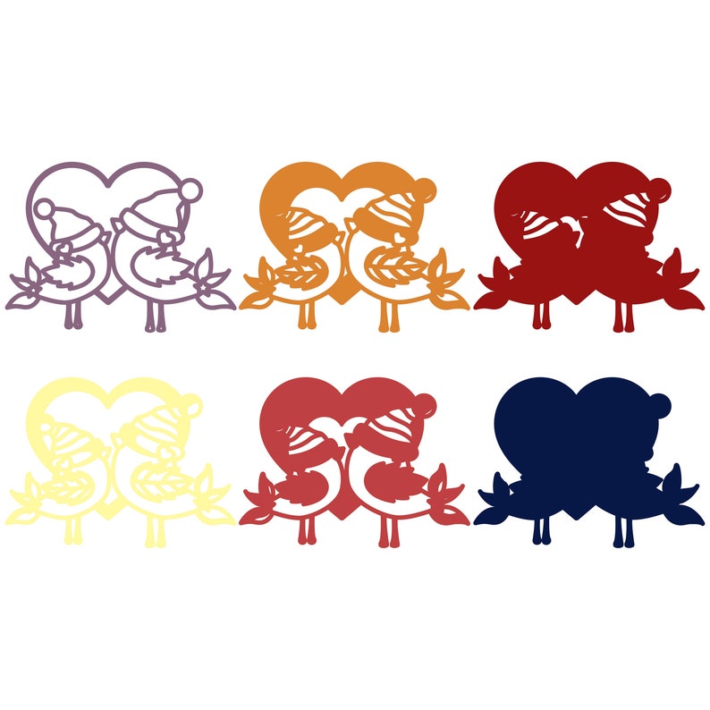 Birds in Love SVG 3D Layer/birds 3D Cut/christmas Birds Paper - Etsy