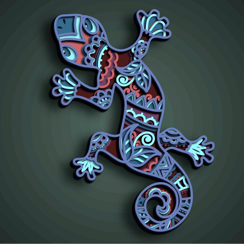 3D Lizard SVG, Multilayer Cut File Cricut&glowforge, CNC, Layered ...