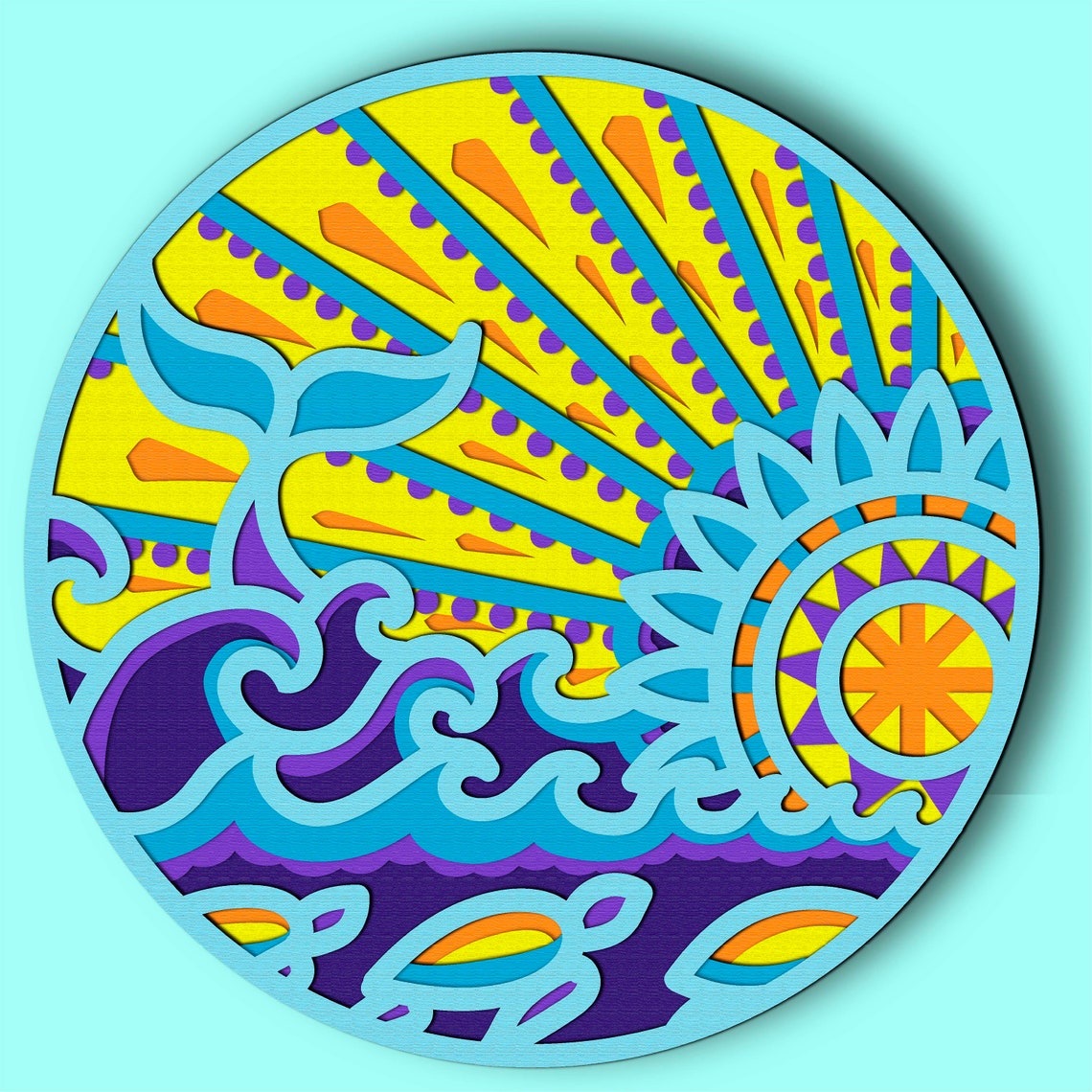 Sea Mandala 3D Layer SVG/ Sea Mandala 3D Mandala/ Sea Paper - Etsy