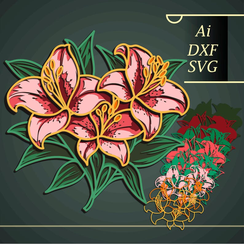 3D Lily SVG: Flower Multilayer Cut File, Cricut&glowforge, CNC, Shadow ...