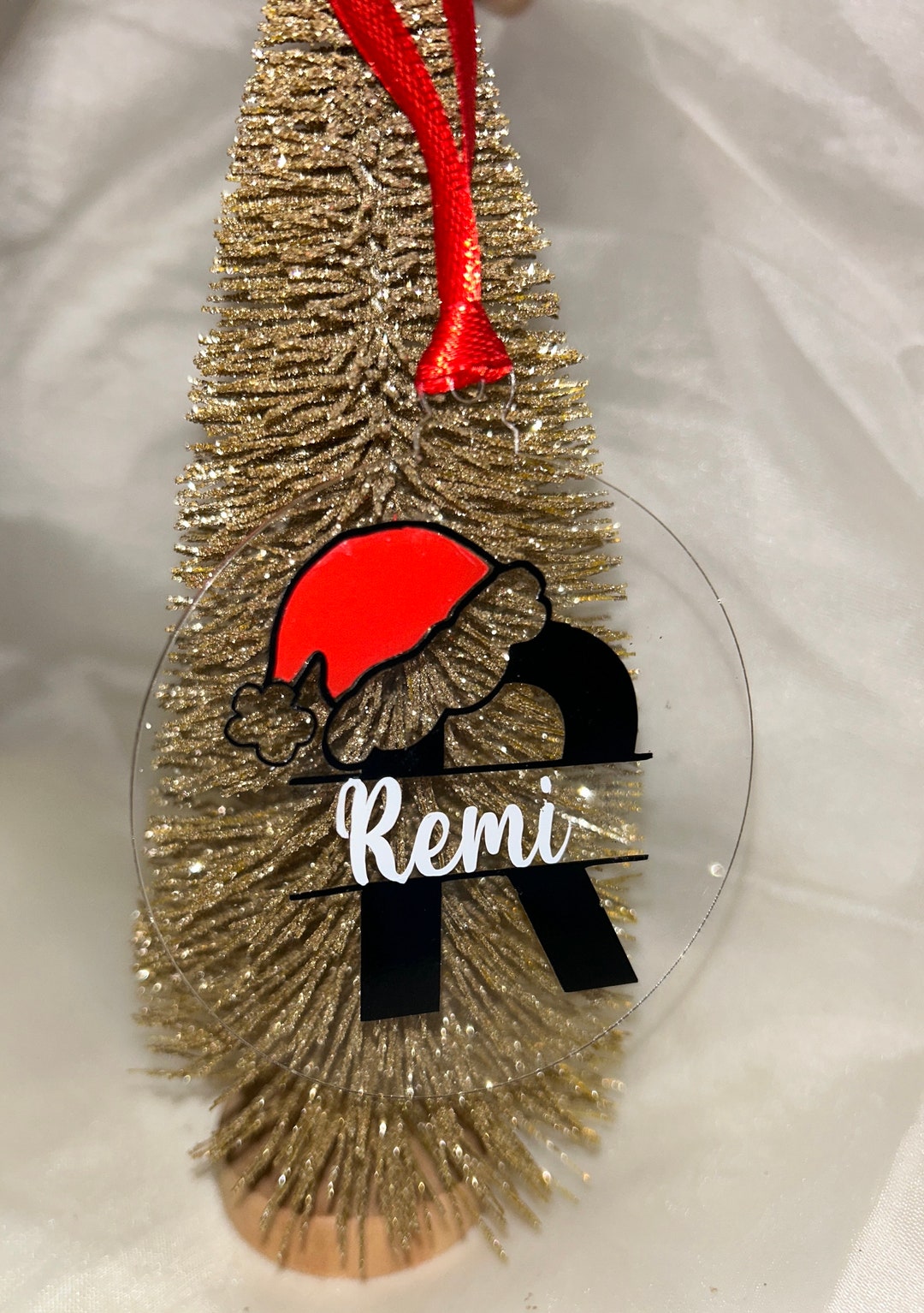 SANTA HAT | Custom Name Tag, Personalized, Christmas Tree Decorations ...