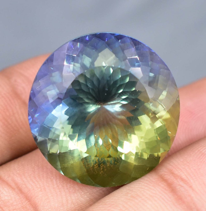 HUGE Flawless 54.10 Ct Natural Bi-color Ceylon Parti Sapphire Round Cut ...