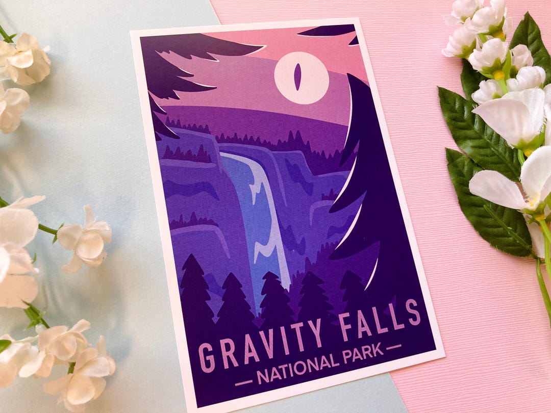 Purple Gravity Falls National Park - Mini Art Print | Cartoon ...