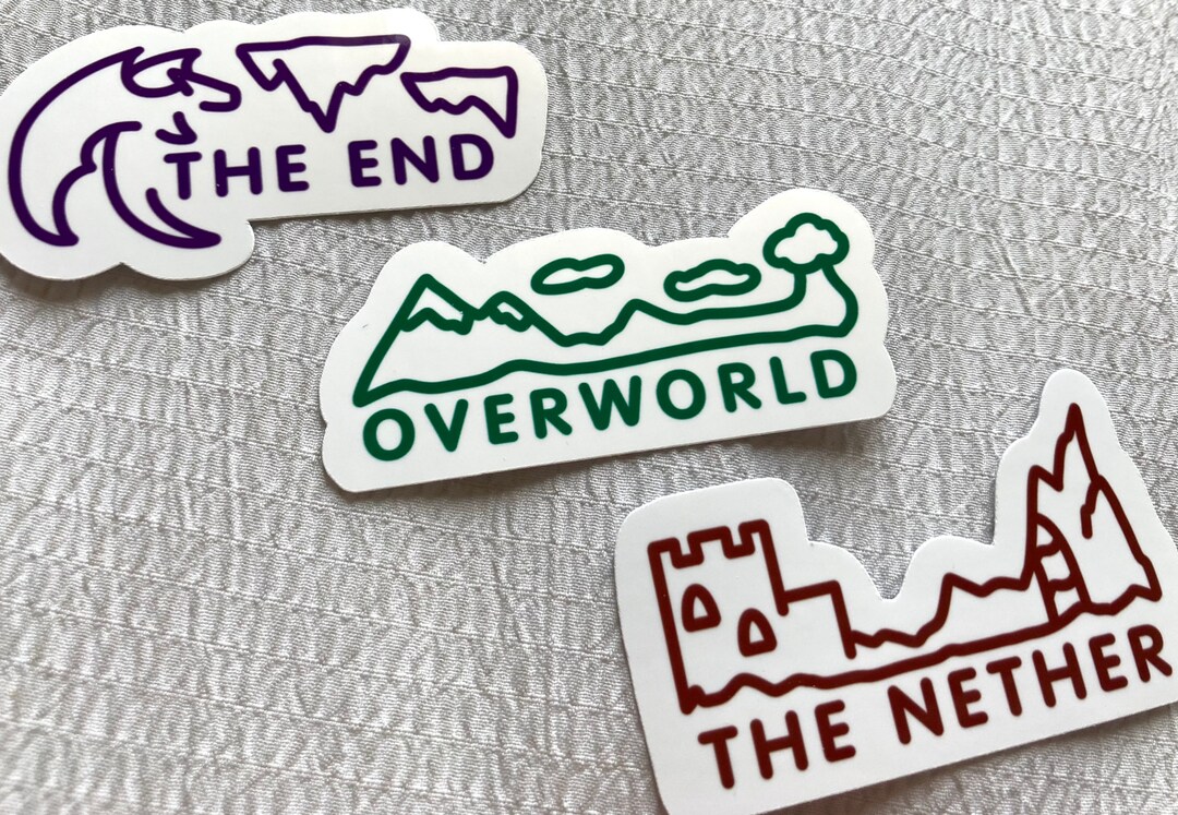 Minecraft Worlds Glossy Stickers / End, Nether, Overworld - Etsy