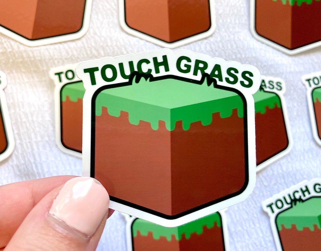Touch Grass MC Block Video Game Vinyl Sticker - Etsy