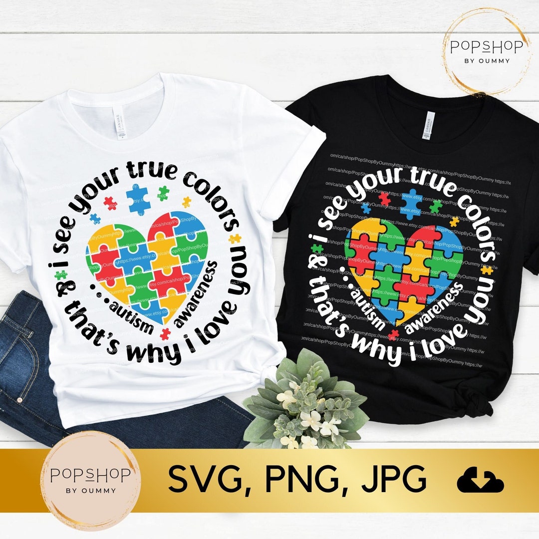 Autism Awareness Puzzle Heart SVG: True Colors Design (digital Download ...