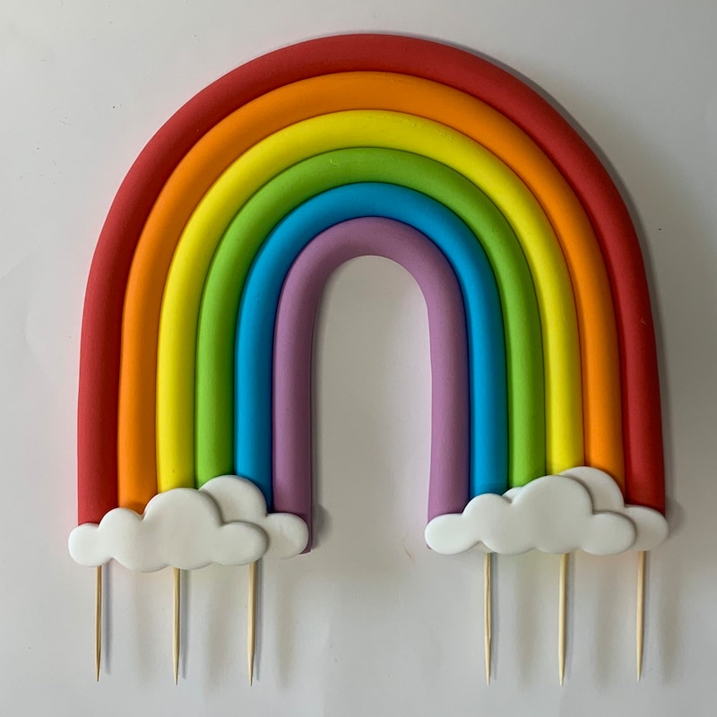 Rainbow Fondant Cake Topper - Etsy