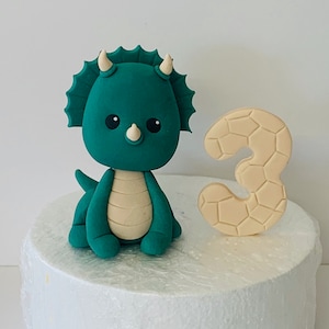 Fondant Dinosaur Cake Topper Decoration Set With Personalised Number - Etsy