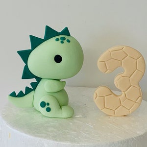 Fondant Dinosaur Cake Topper Decoration Set With Personalised Number - Etsy