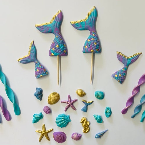 Fondant Mermaid Cake Set - Etsy