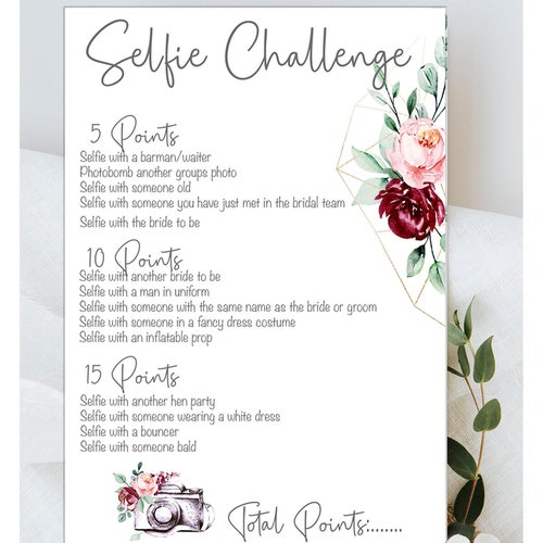 Selfie Challenge Game Hen Party Games Hen Party IRIS Range - Etsy UK