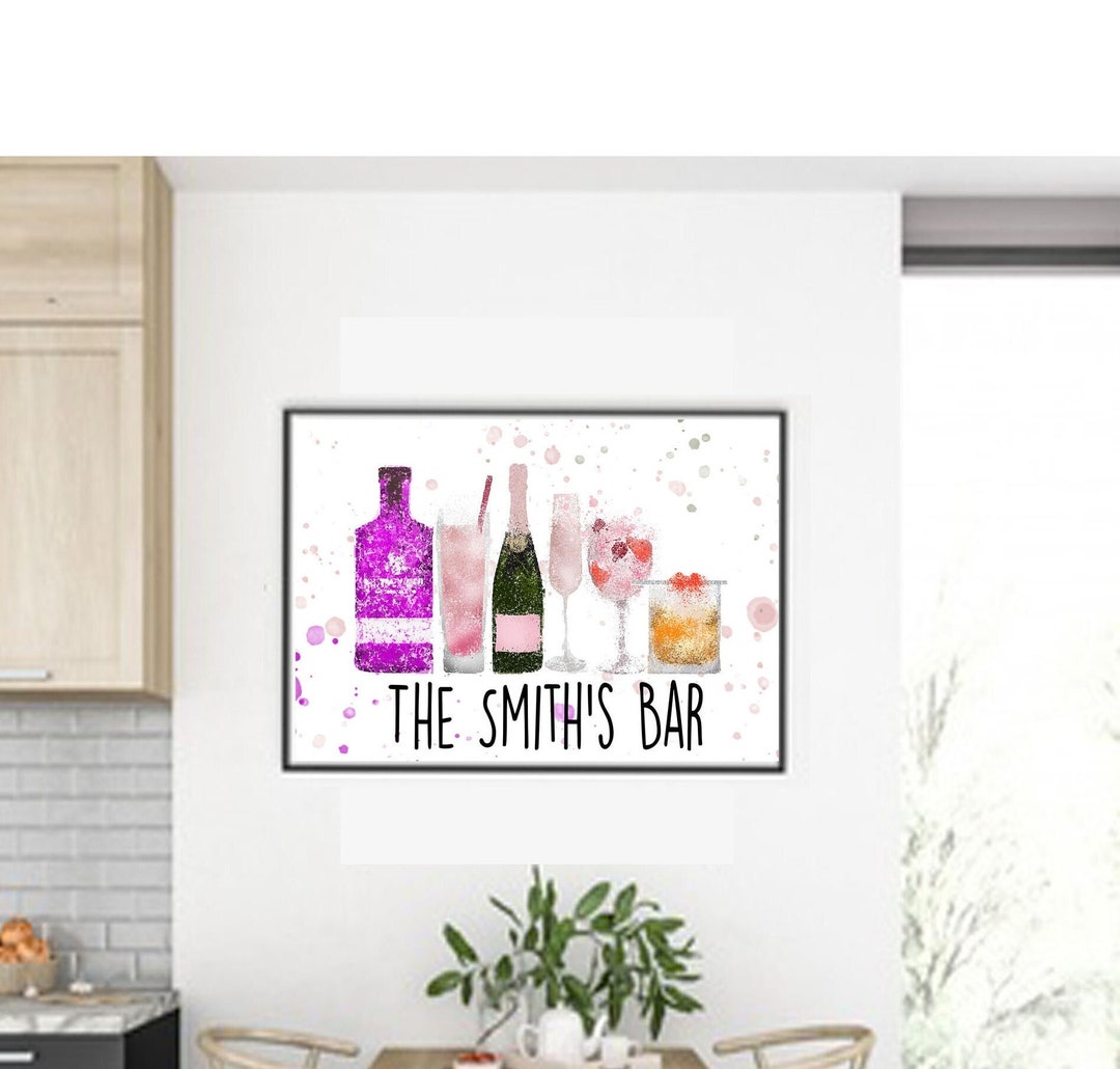 Alcohol Personalised Sign Custom Made Alcohol Bar Sign, Home Bar ...
