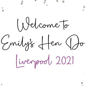 Hen Do Welcome Sign Personalised Print, Hen Party Custom Hen Party Game ...