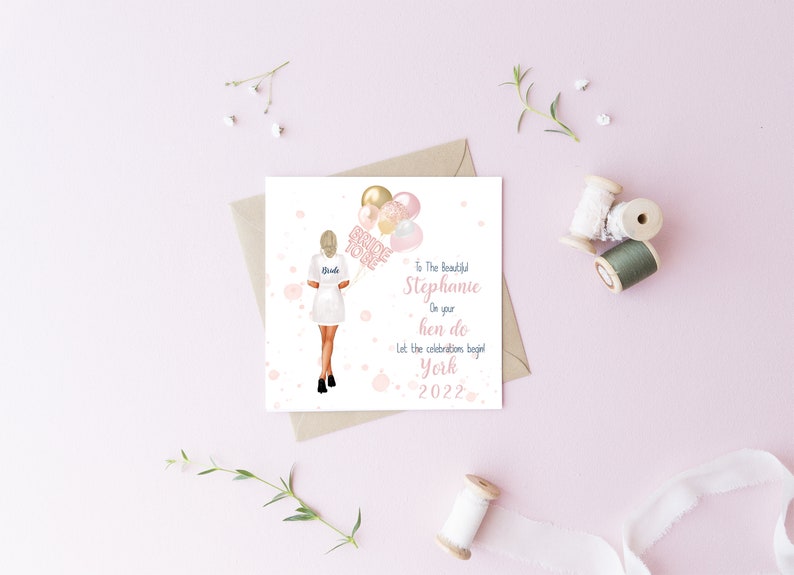 Personalised Hen Night Party Weekend 6X6 Card Bride to Be Keepsake Card ...