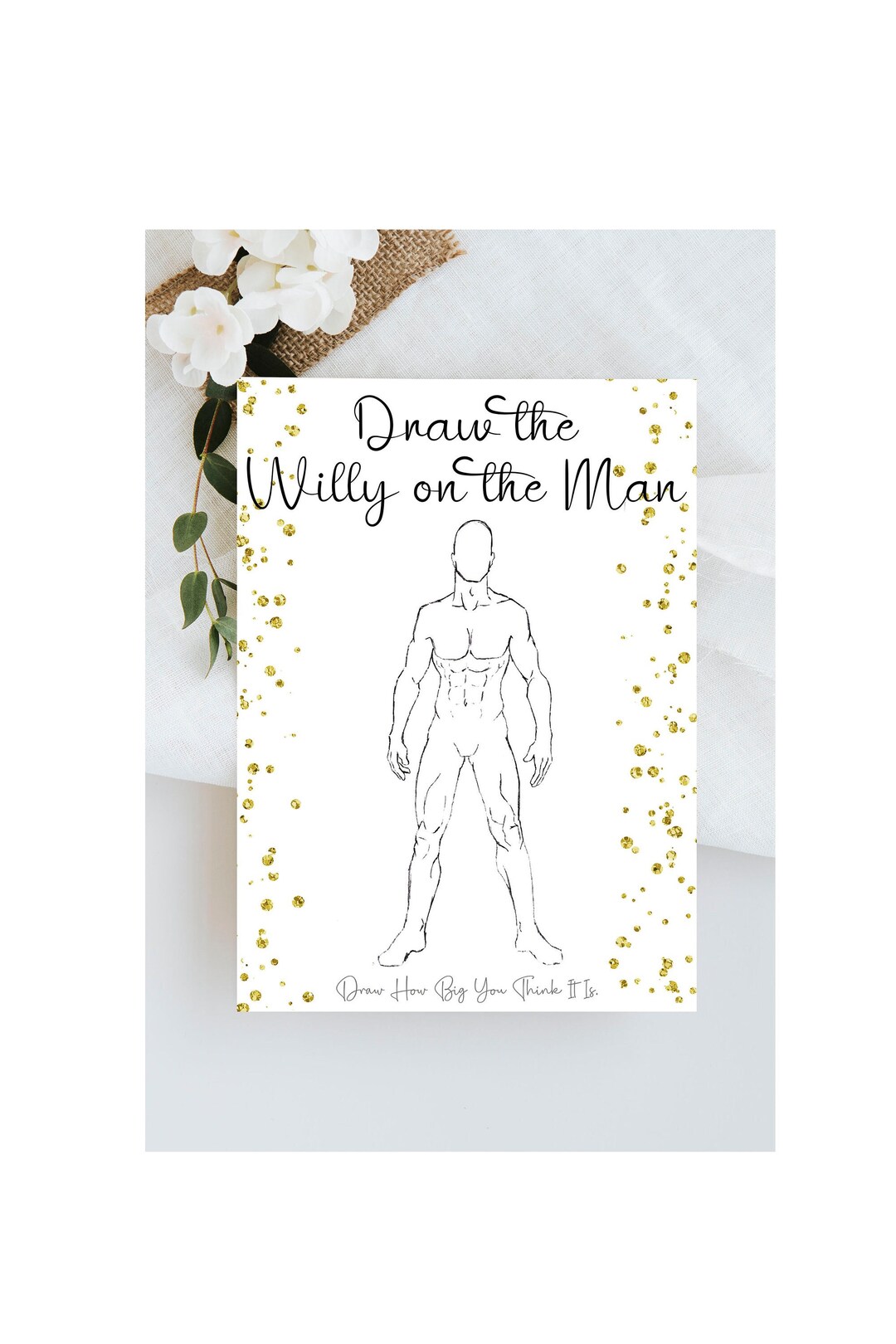Hen Party Games, Draw the Willy on the Man, VENUS Range Card , Hen ...
