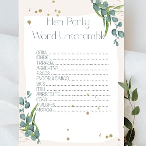 Hen Party Games Wedding Word Scramble Game Hen Party HERMENA Range ...