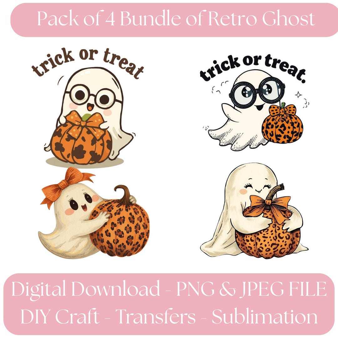 Cute Halloween Fall Ghost Clipart Digital Download Bundle L Ghost ...