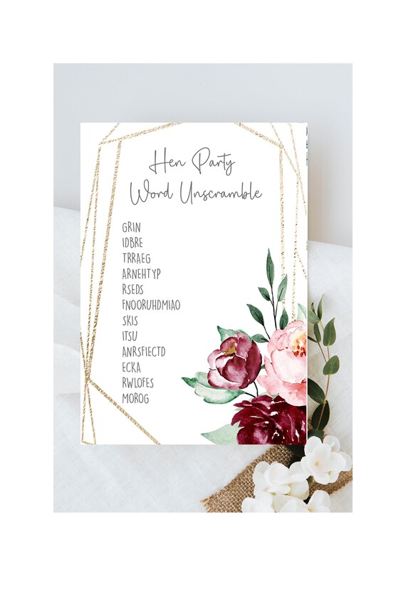 Hen Party Games Word Scramble Game Hen Party IRIS Range - Etsy