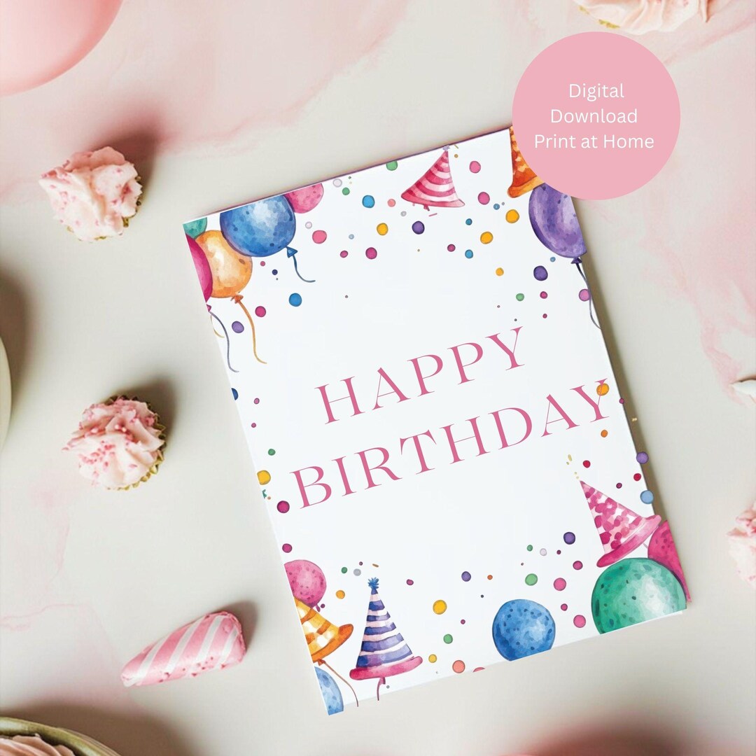 Happy Birthday Card - DIGITAL Download - Printable Birthday Card ...