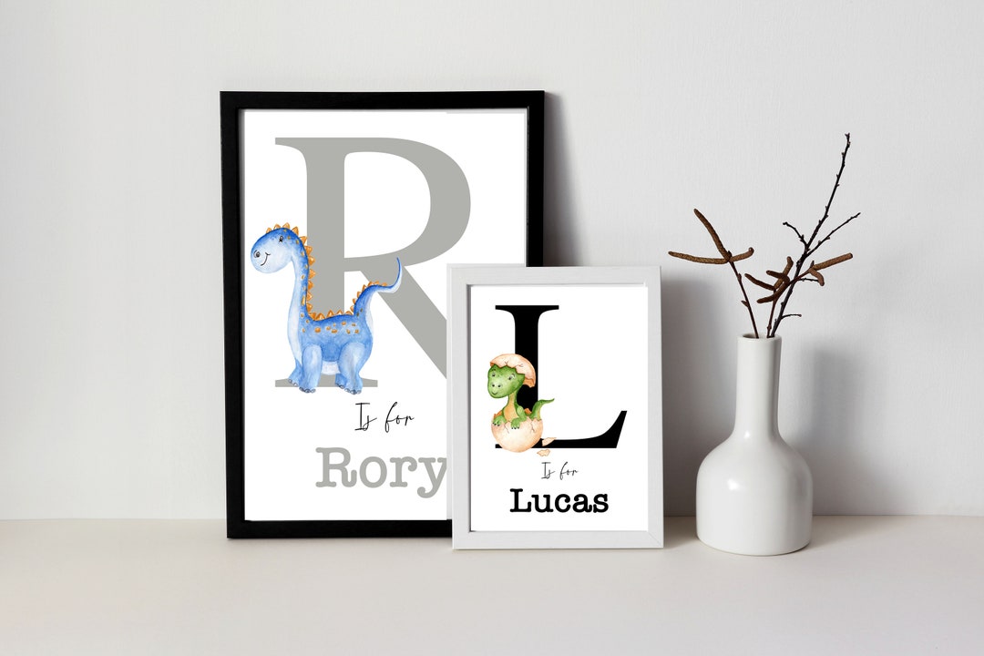 Personalised Dinosaur, Initial Letter Print, Nursery Wall Art, Nursery ...