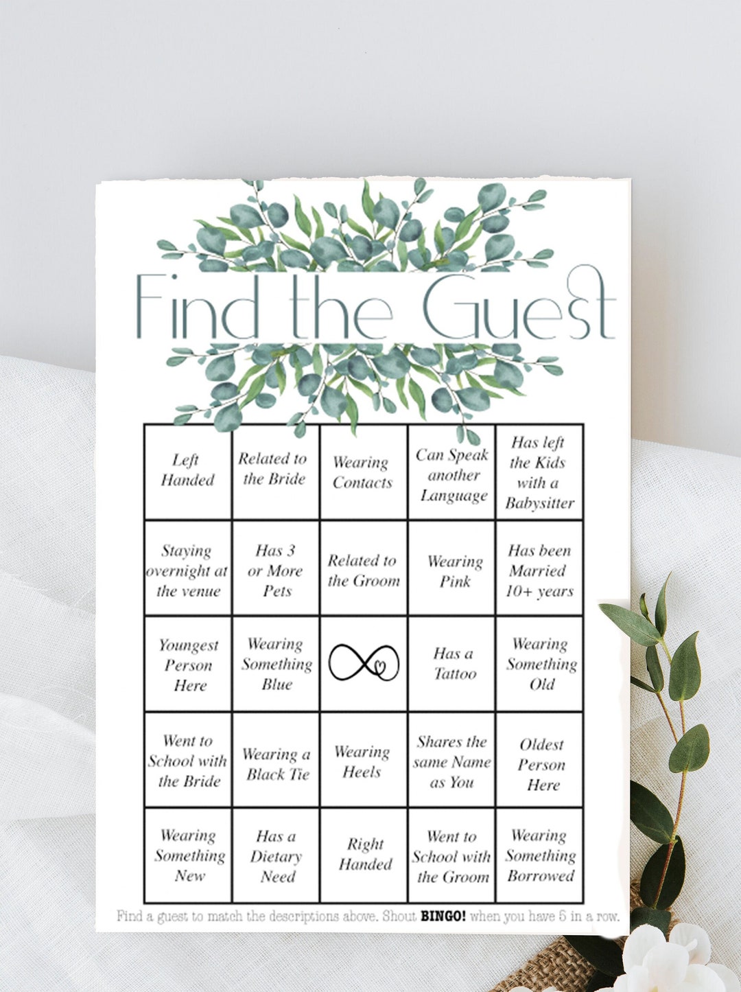 Find the Guest Bingo, Find the Guest Wedding Game, Hendo Game, Ice ...
