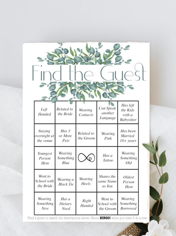 Find the Guest Bingo Find the Guest Wedding Game Hendo Game | Etsy
