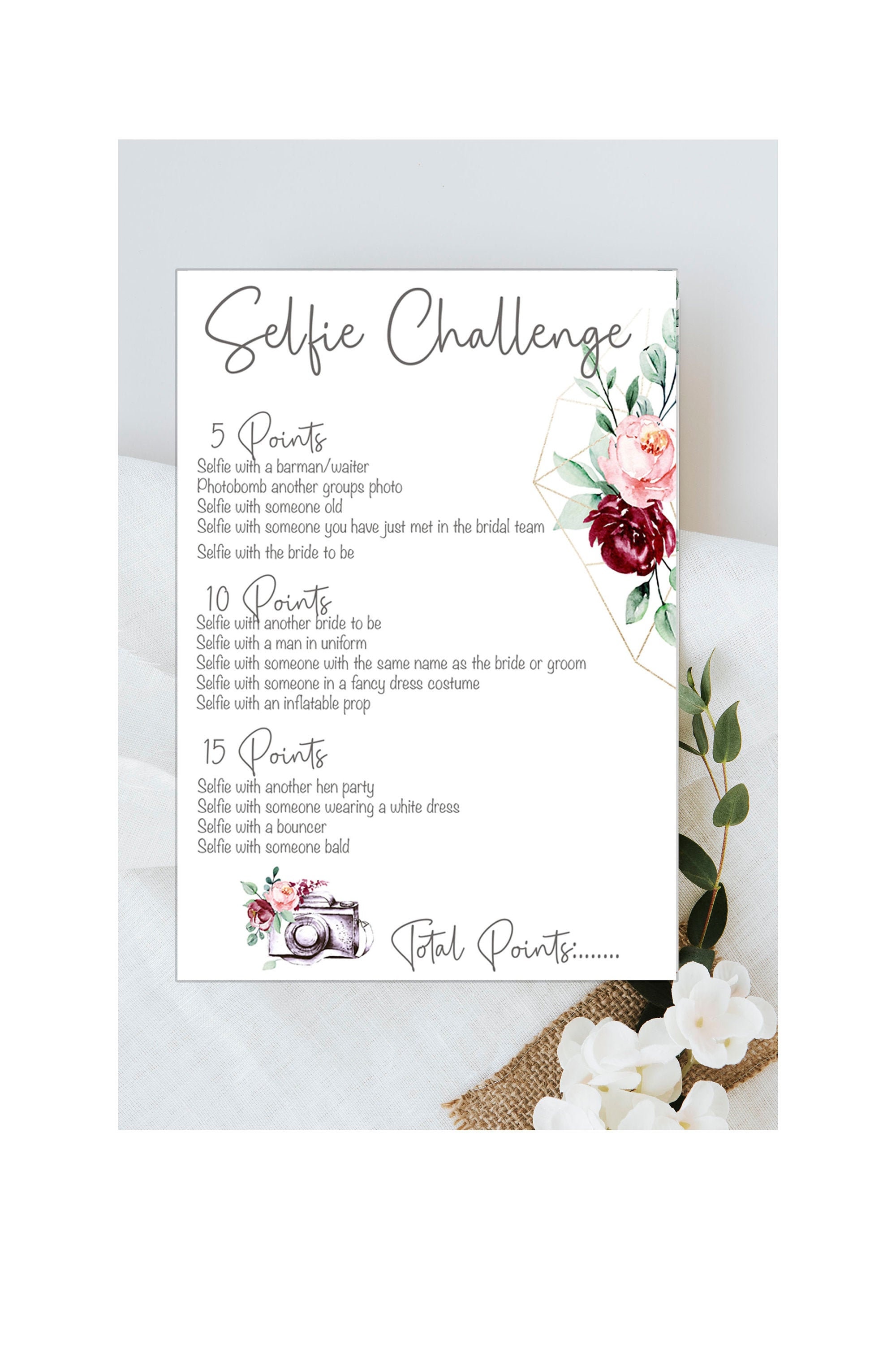 Selfie Challenge Game Hen Party Games Hen Party IRIS Range - Etsy UK