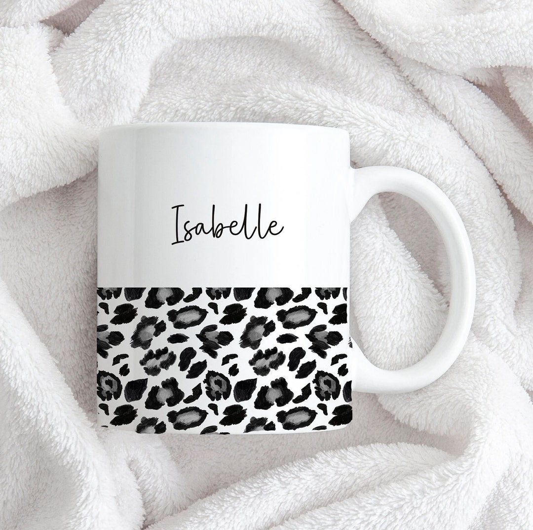 Personalised Initial Name Mug, Leopard Print Mug, Best Friend Gift ...