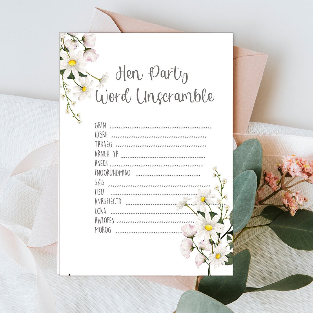 Hen Party Games, Wedding Word Scramble Game, Hen Party DAISY Range ...