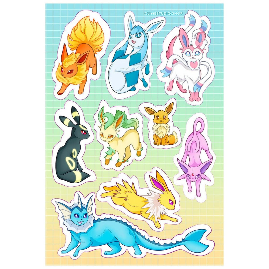 Eevees Sticker Sheet, Vinyl Stickers, 9 Stickers Total - Etsy