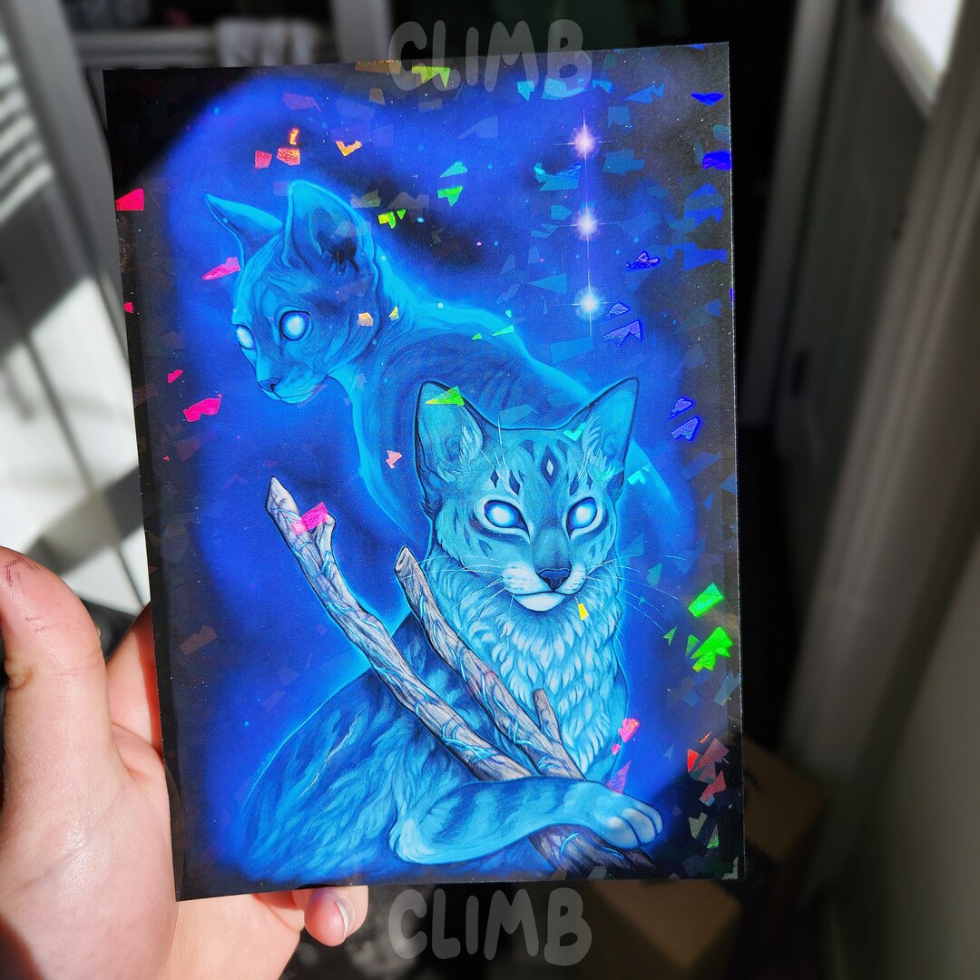 War Cats Jayfeather & Rock Holo Print, 5 X 7 Mini Art Print ...