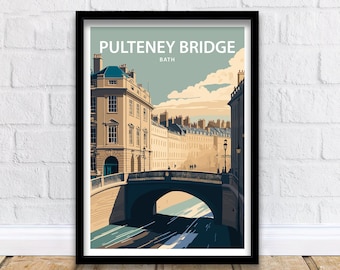 Bath Art Print Skyline Poster A4 Size Pulteney Bridge England - Etsy
