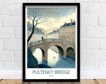 Bath Art Print Skyline Poster A4 Size Pulteney Bridge England - Etsy