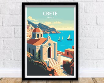 Crete Travel Poster, Elafonisi Beach Poster, Greece Poster, Crete Wall ...