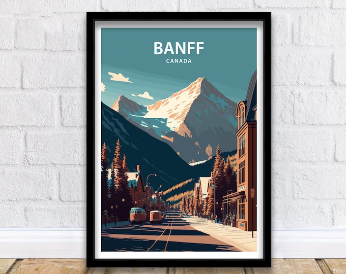 Banff National Park Print, Canada Landscape Wall Art Print, Drawings of Mountains, Travel Gift ...