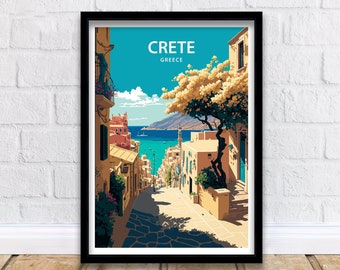Crete Travel Poster, Elafonisi Beach Poster, Greece Poster, Crete Wall ...