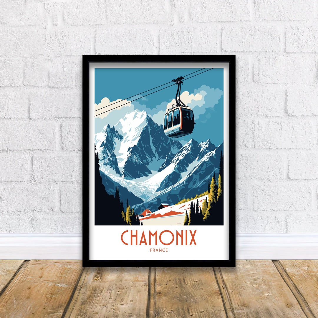 Chamonix Ski Travel Print Wall Art Chamonix Travel Poster Gift for ...