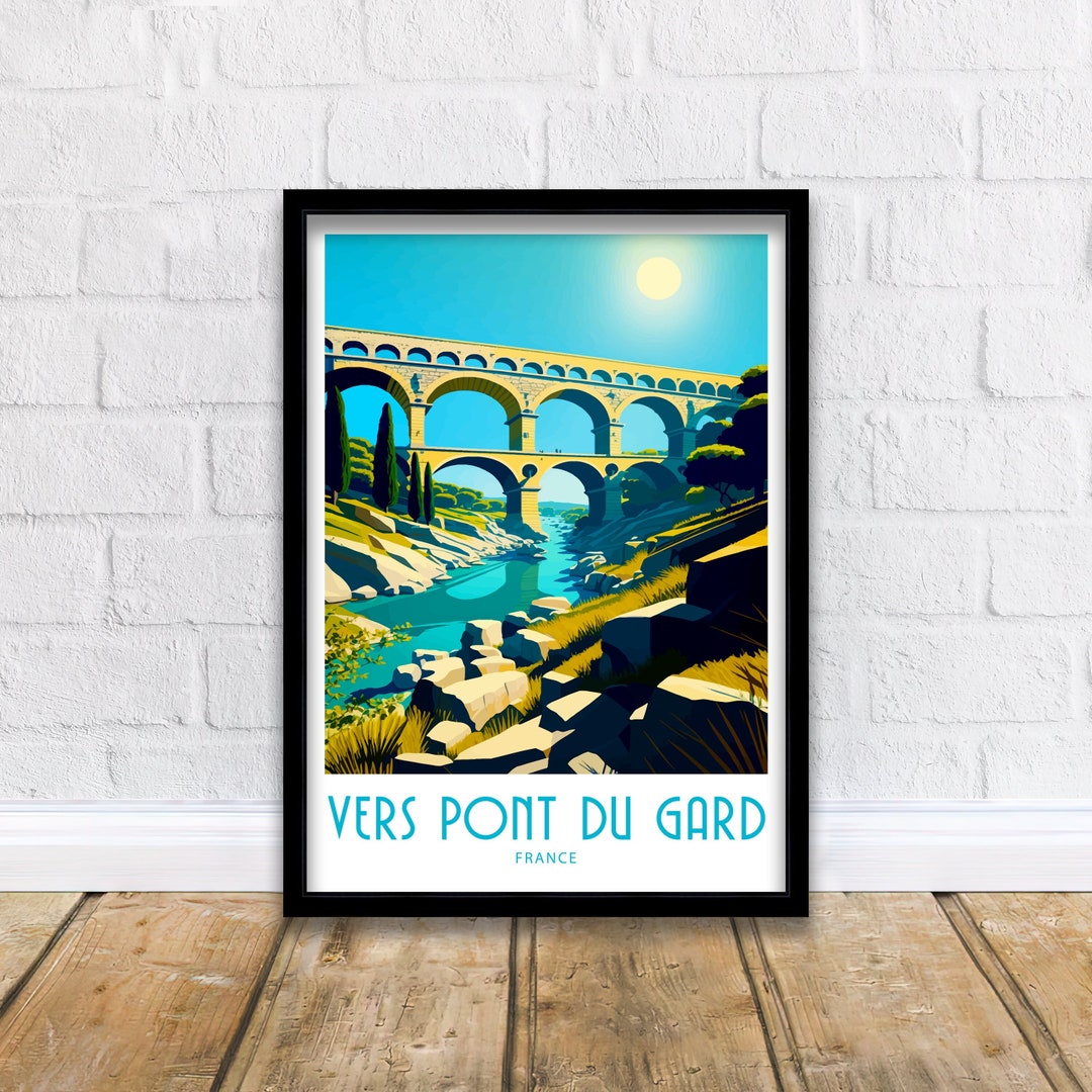 Vers Pont Du Gard Print Vers Pont Du Gard France Poster Home Décor Vers ...