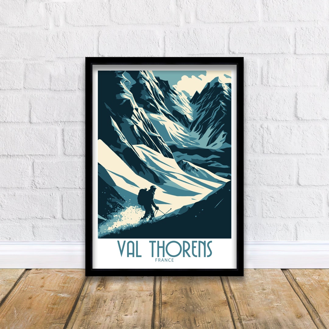 Val Thorens Ski Travel Print | Ski Poster | Ski Print | Skiing Posters ...