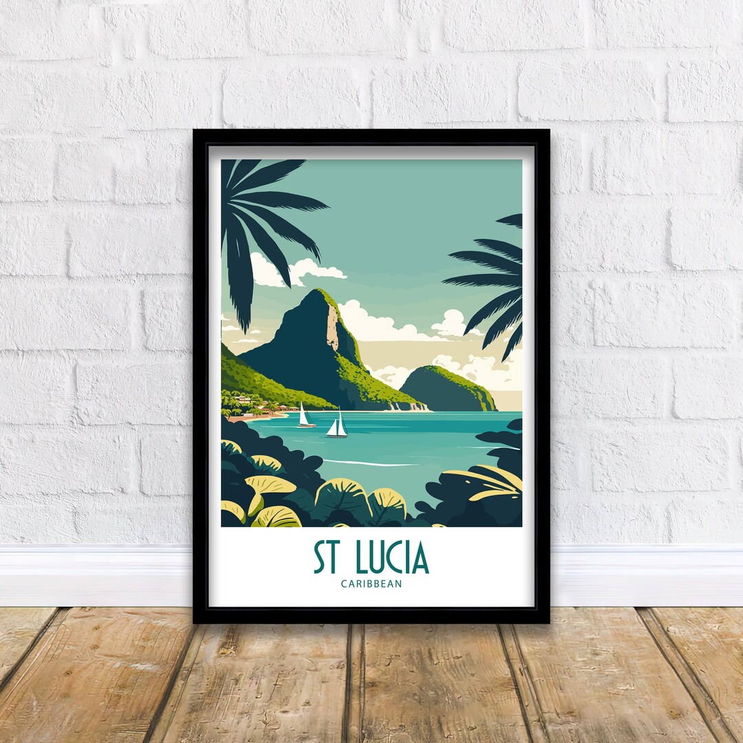 St Lucia Travel Print | St Lucia | St Lucia Print | St Lucia Art | St ...