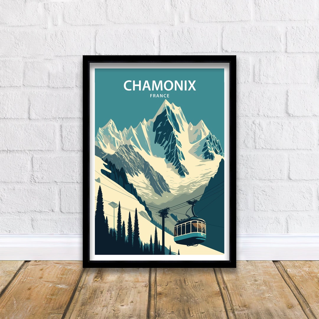 Chamonix Travel Print | Ski Poster | Ski Print | Skiing Posters ...