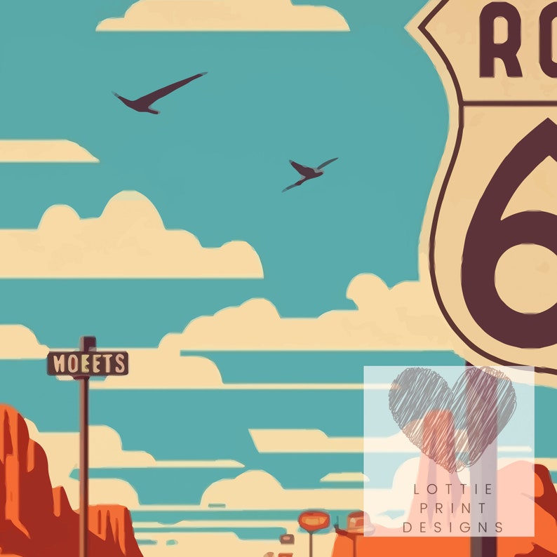 Route 66 Art Print Route 66 Route 66 Wall Decor Route 66 - Etsy
