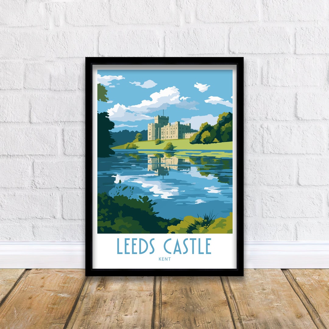 Leeds Castle Travel Print Leeds Castle Wall Decor UK Leeds Castle Art ...