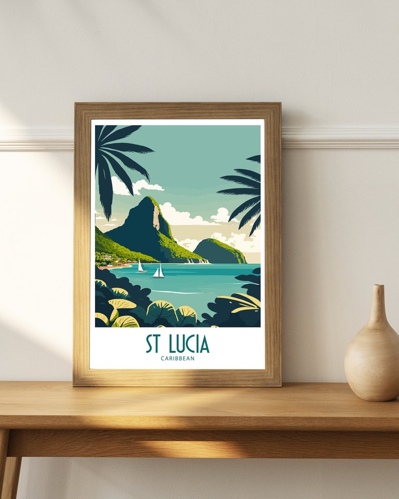 St Lucia Travel Print | St Lucia | St Lucia Print | St Lucia Art | St ...