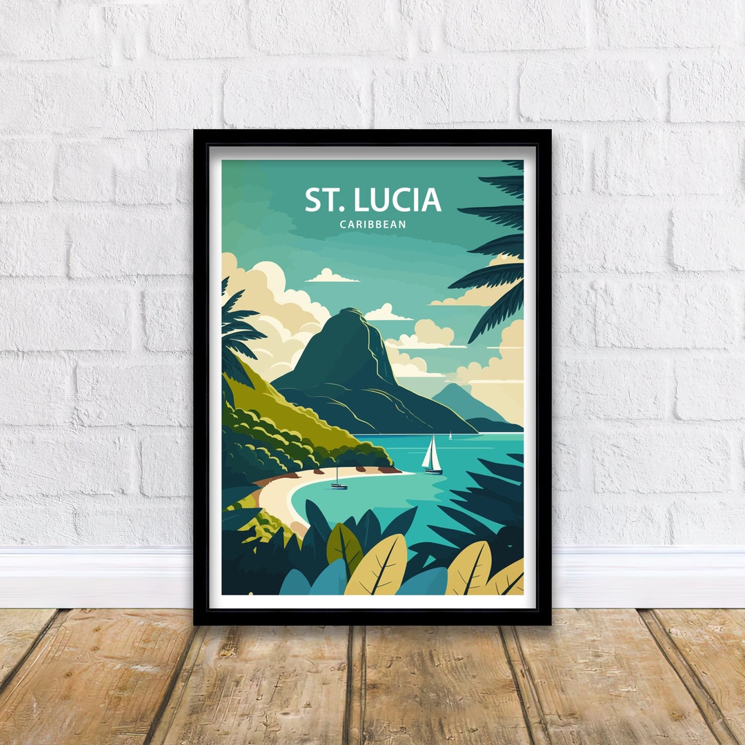 St Lucia Travel Print | St Lucia | St Lucia Print | St Lucia Art | St ...