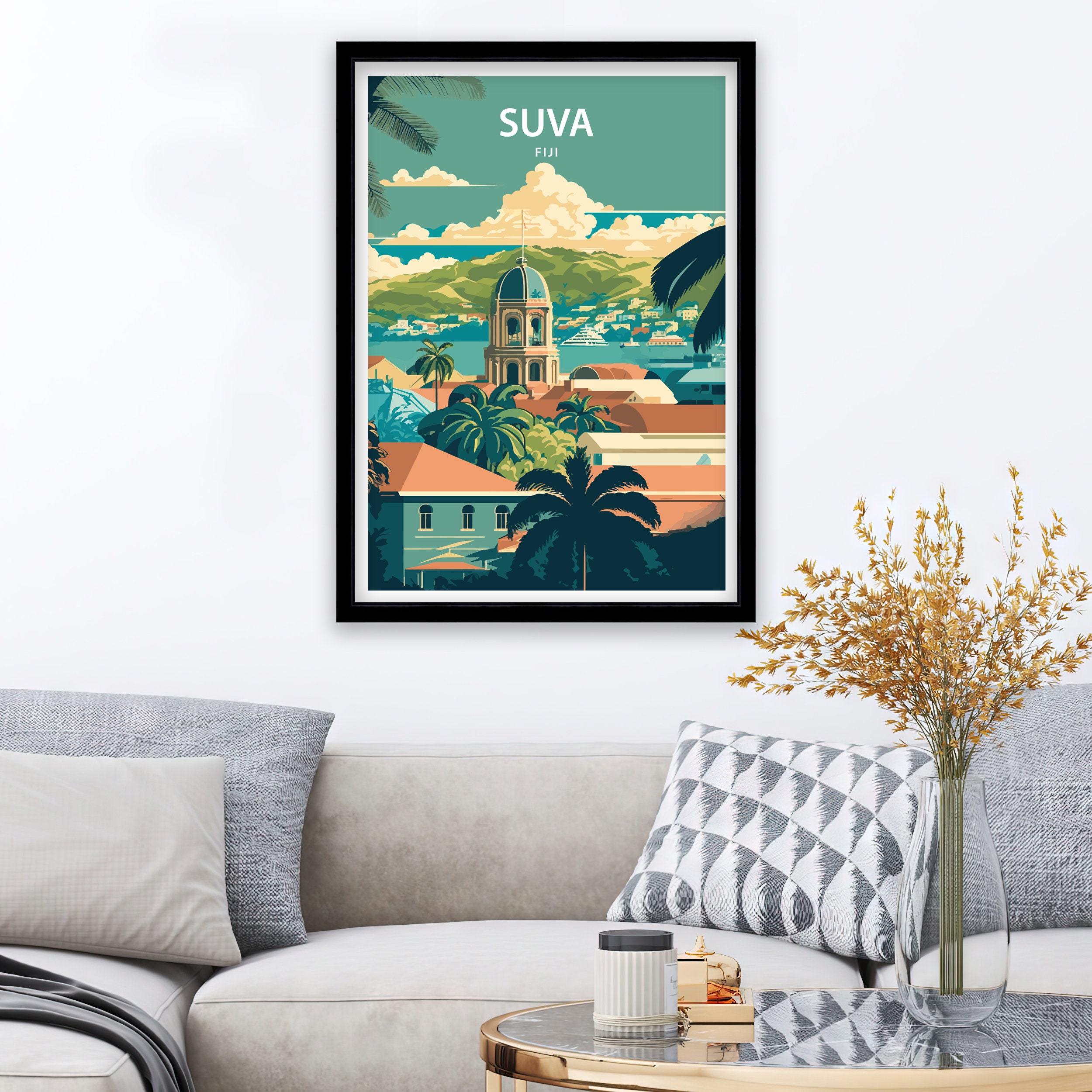 Suva Travel Print Suva Fiji Wall Art Suva Home Living Decor Suva Fiji ...