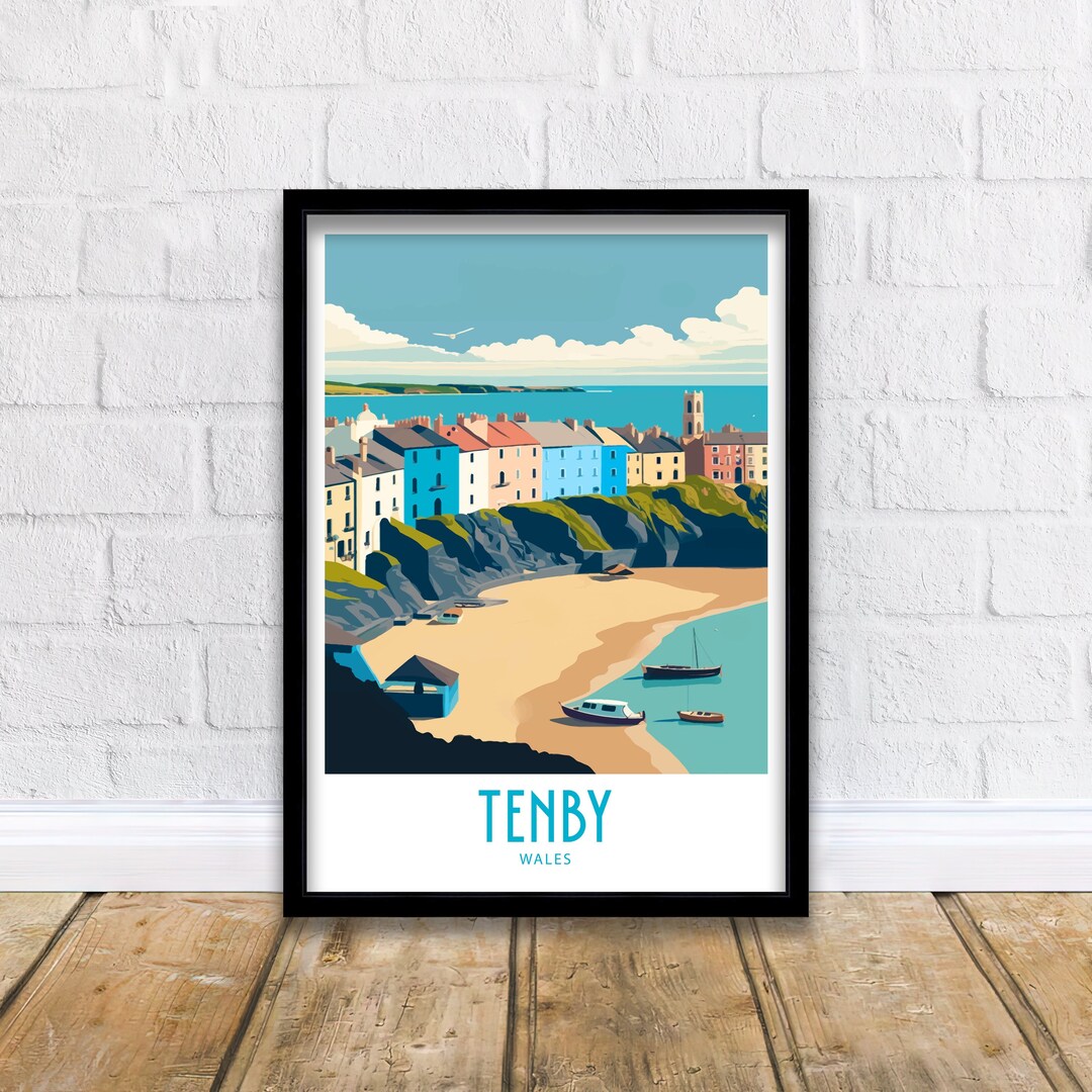 Tenby Travel Print Wall Art Tenby Wales Wall Hanging Home Decoration ...