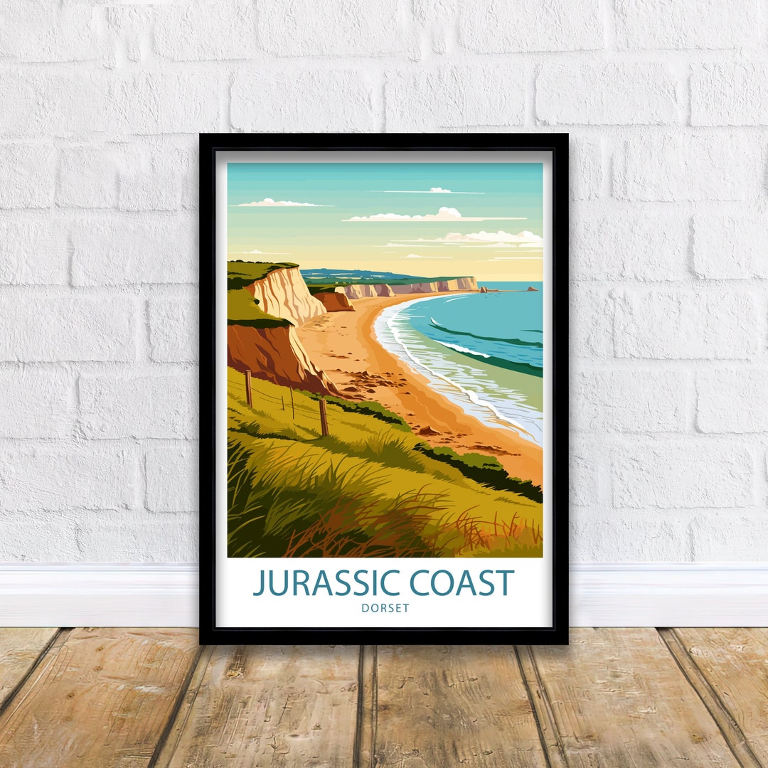 Jurassic Coast Travel Print Jurassic Wall Decor UK Jurassic Art ...